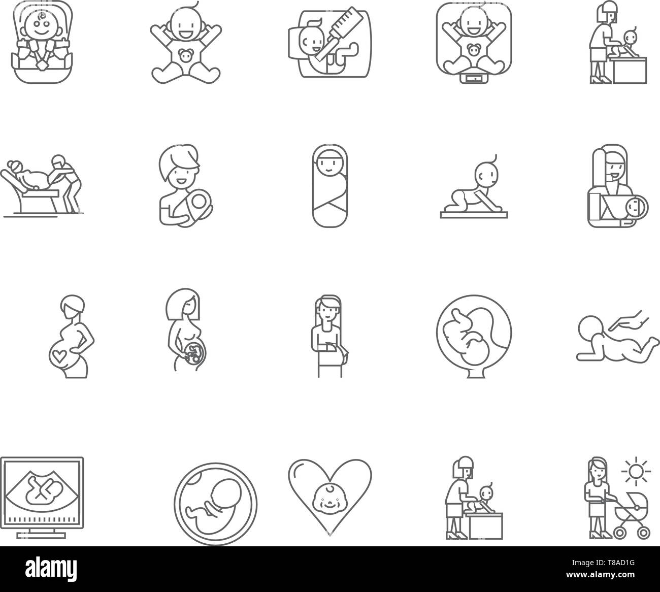 Birth line icons, signs, vector set, outline illustration concept Stock ...