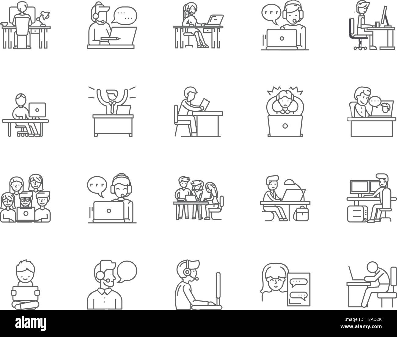Blog line icons, signs, vector set, outline illustration concept Stock ...