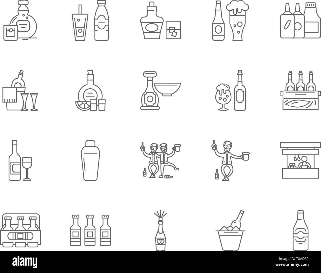 Bottle line icons, signs, vector set, outline illustration concept ...