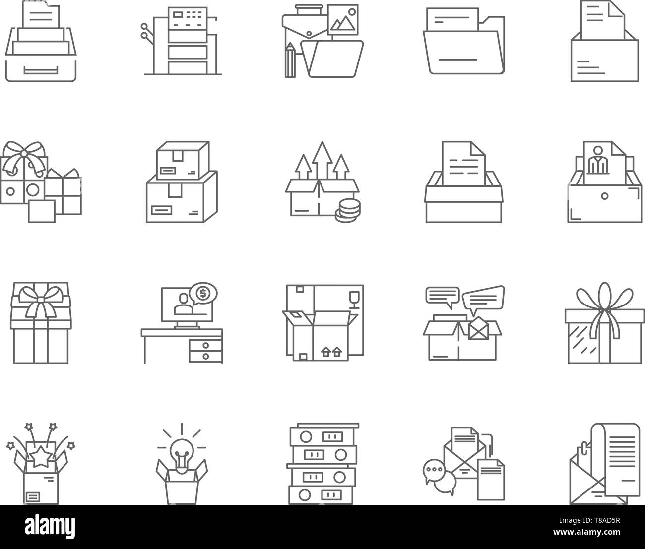 Boxes line icons, signs, vector set, outline illustration concept Stock ...