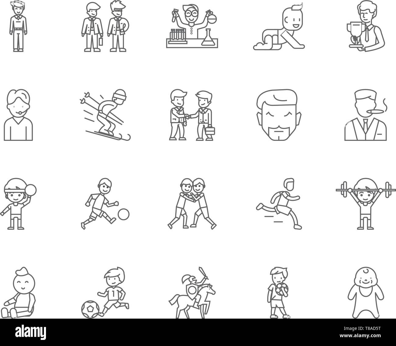 Boys line icons, signs, vector set, outline illustration concept Stock ...