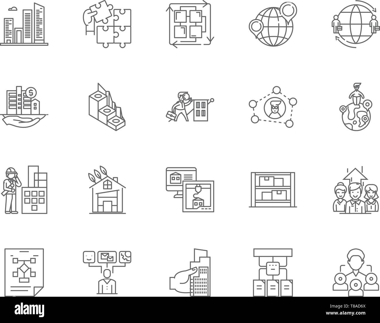 Branch line icons, signs, vector set, outline illustration concept ...