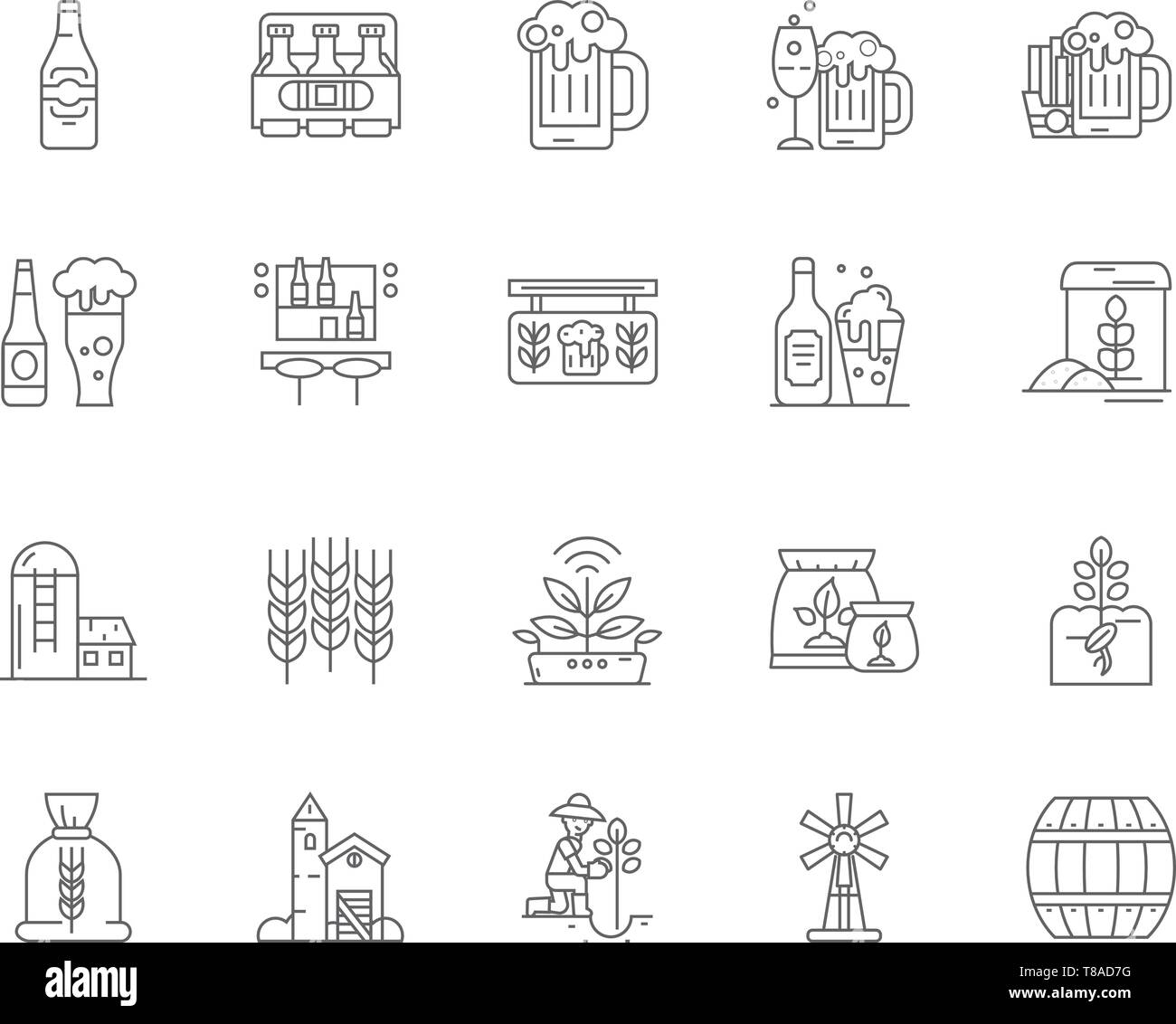 Brewer line icons, signs, vector set, outline illustration concept ...