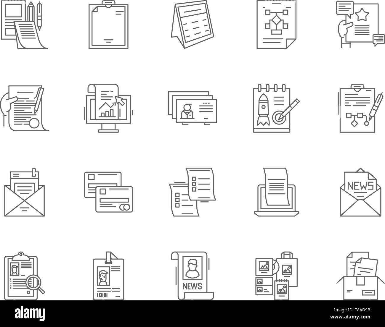 Brochure line icons, signs, vector set, outline illustration concept ...