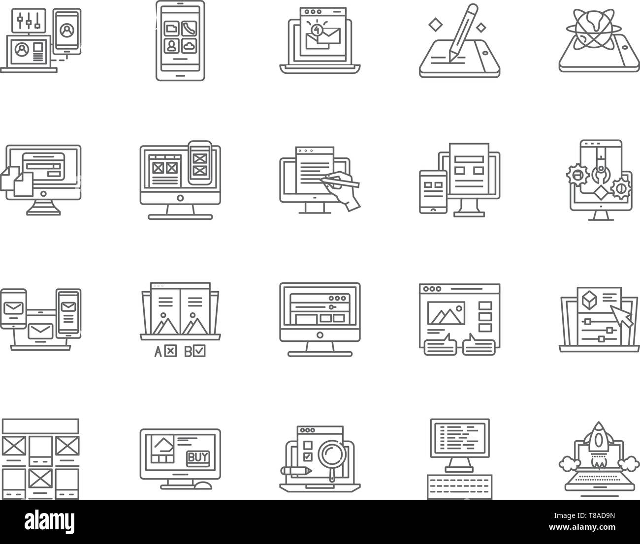 Browser line icons, signs, vector set, outline illustration concept ...