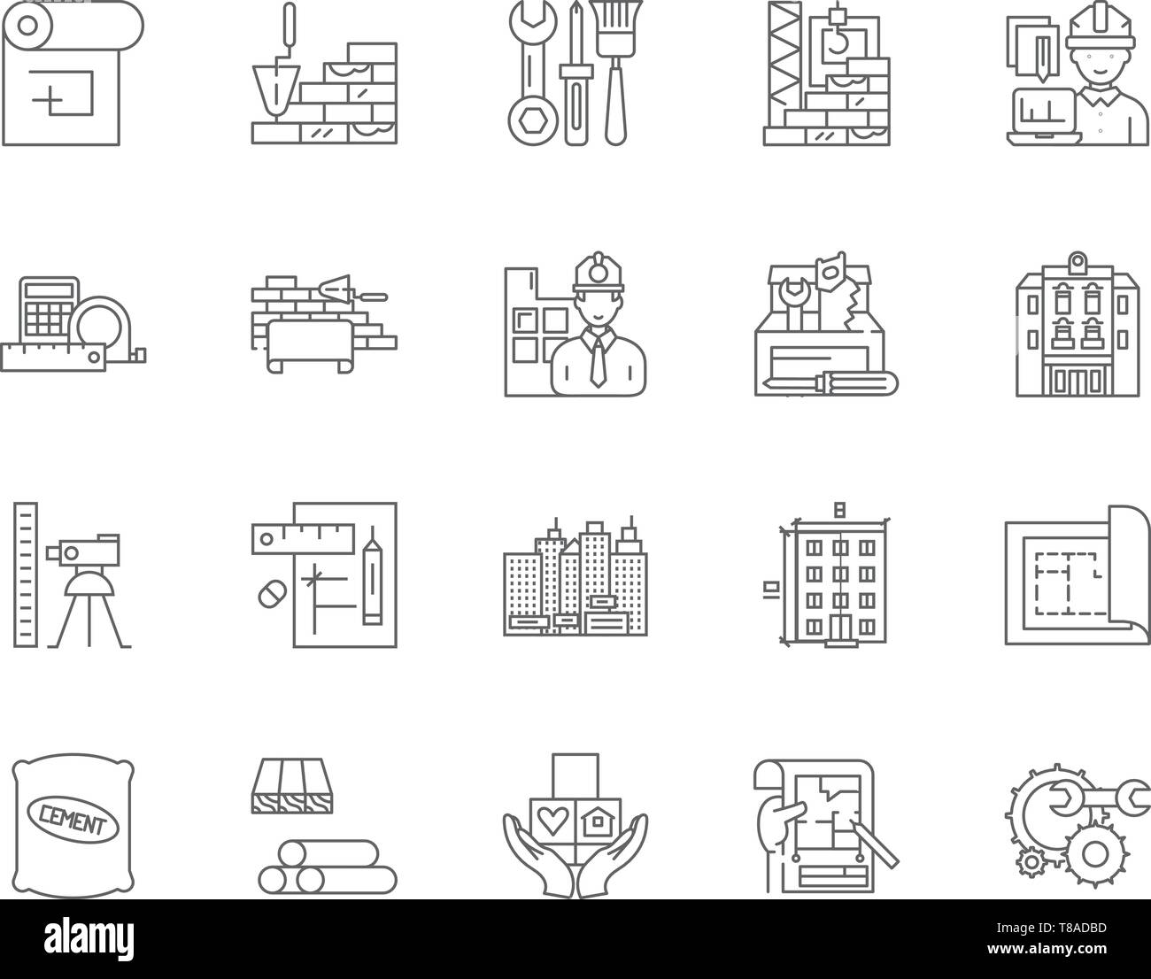 Building projects line icons, linear signs, vector set, outline concept ...