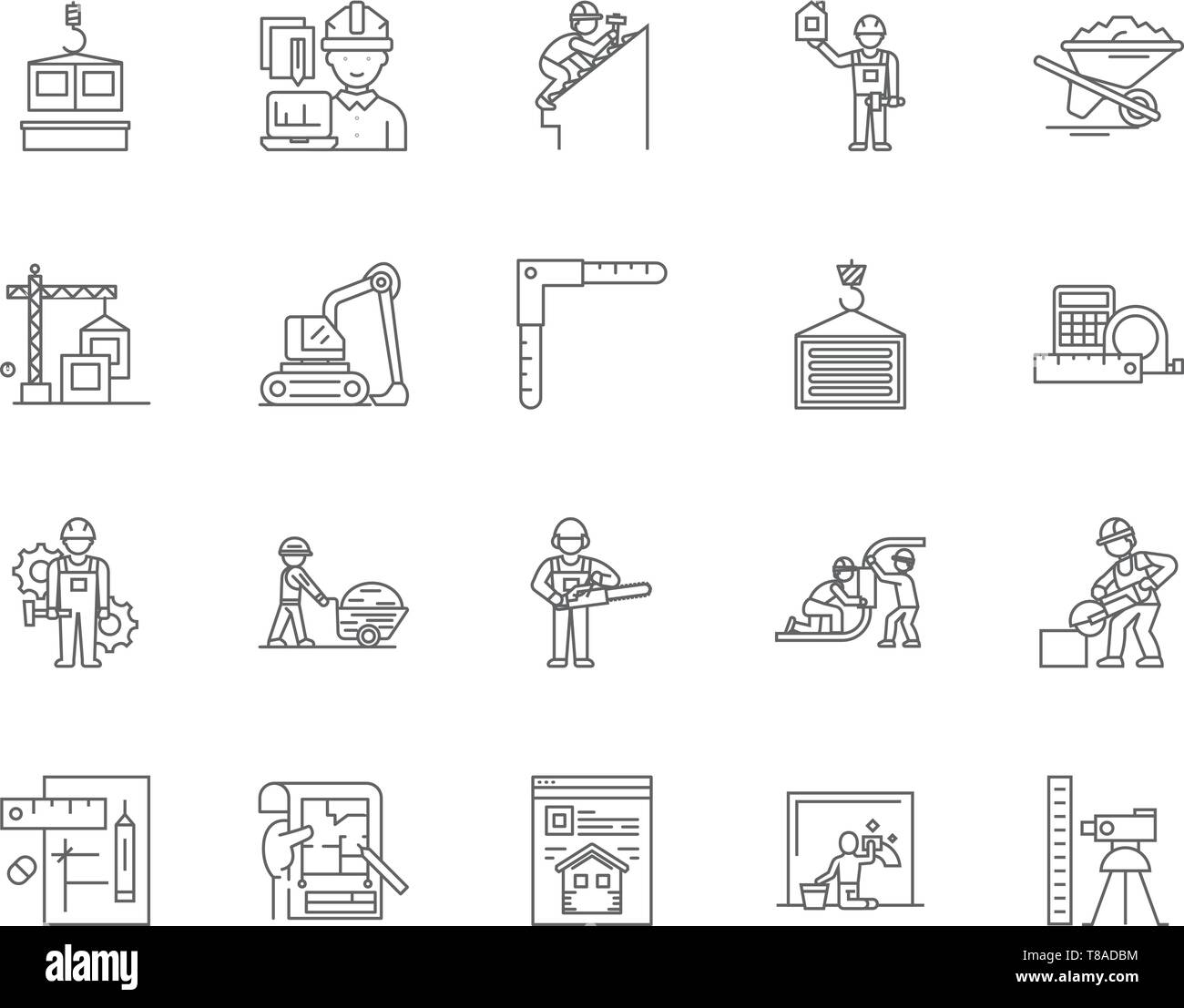 Building services line icons, linear signs, vector set, outline concept ...