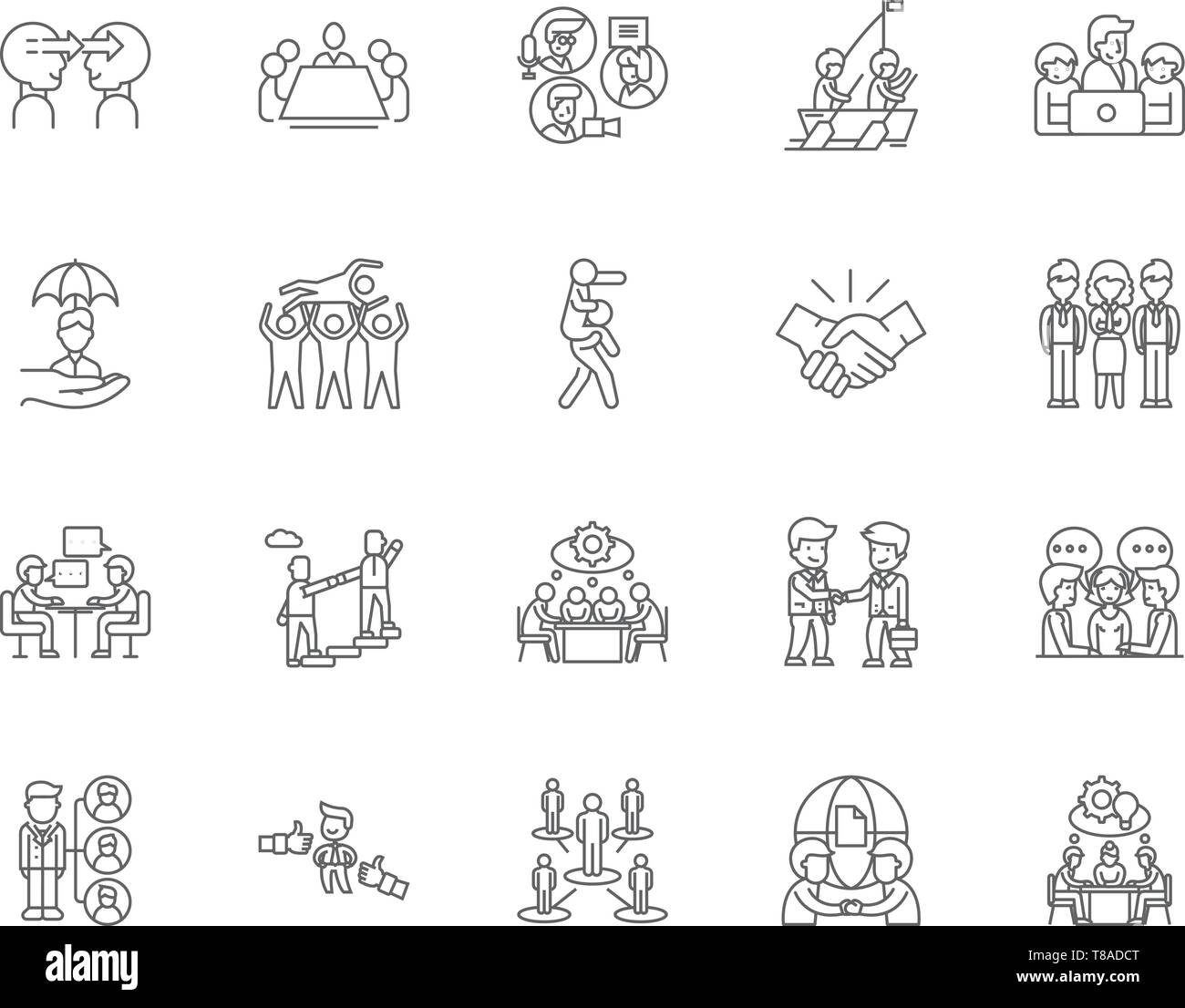 Business assistance line icons, linear signs, vector set, outline ...