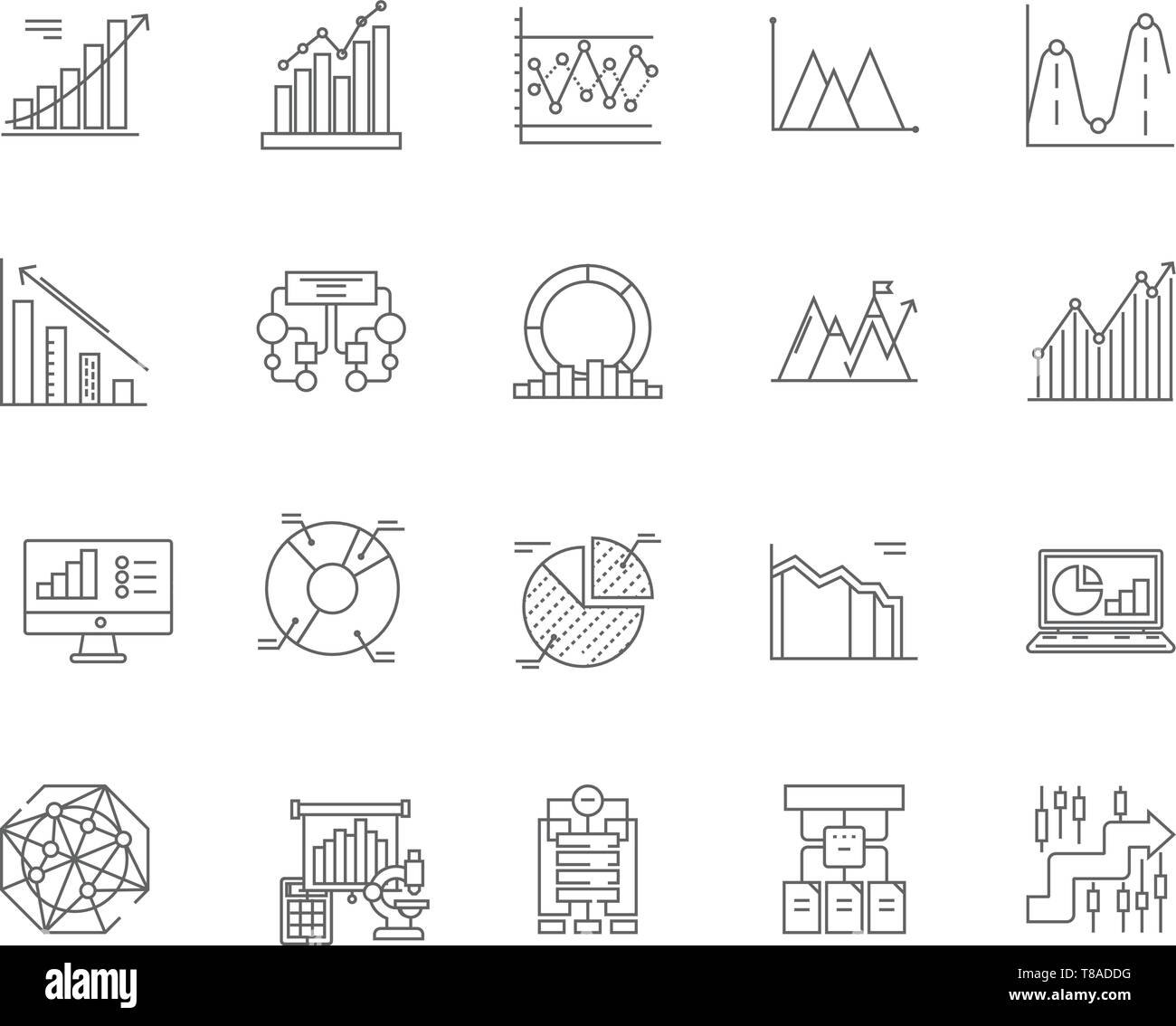 Business charts line icons, signs, vector set, outline illustration ...