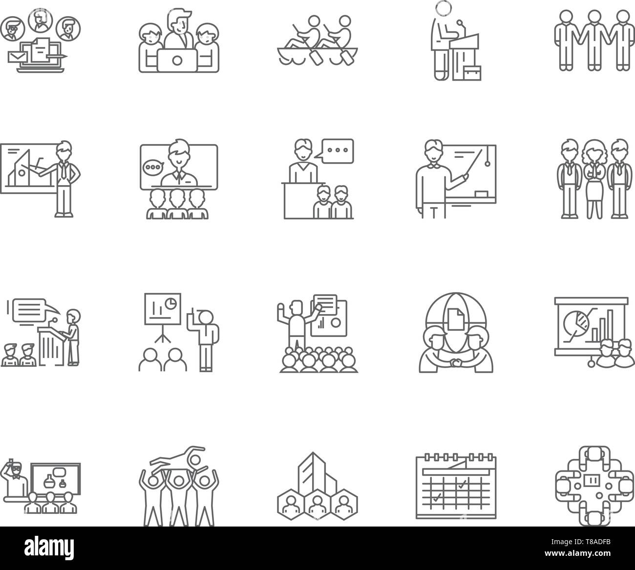 Business events line icons, signs, vector set, outline illustration ...