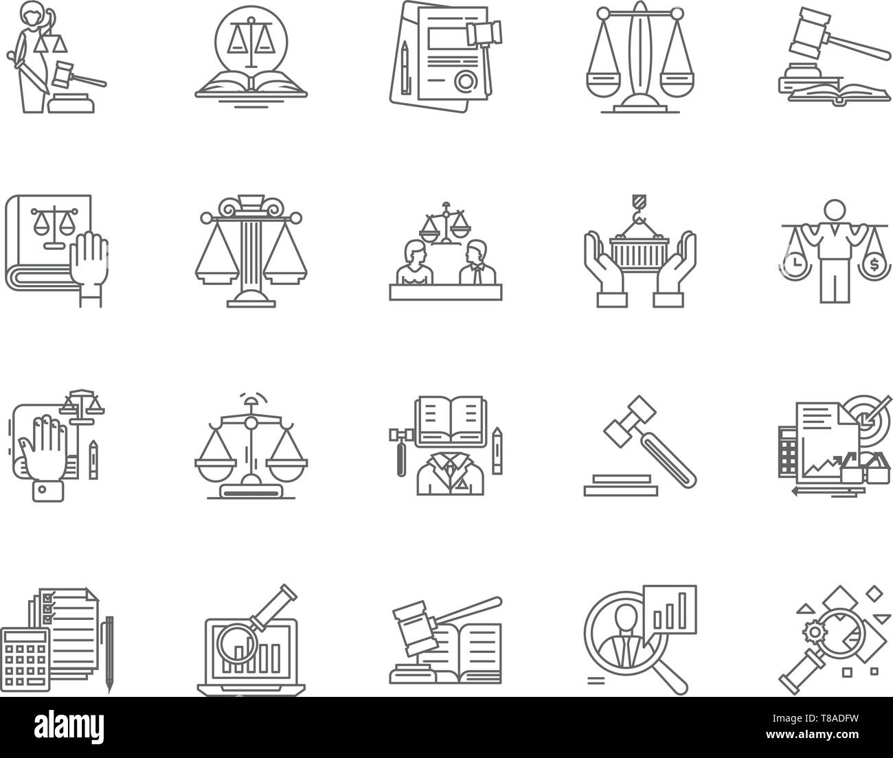 Business law line icons, signs, vector set, outline illustration ...