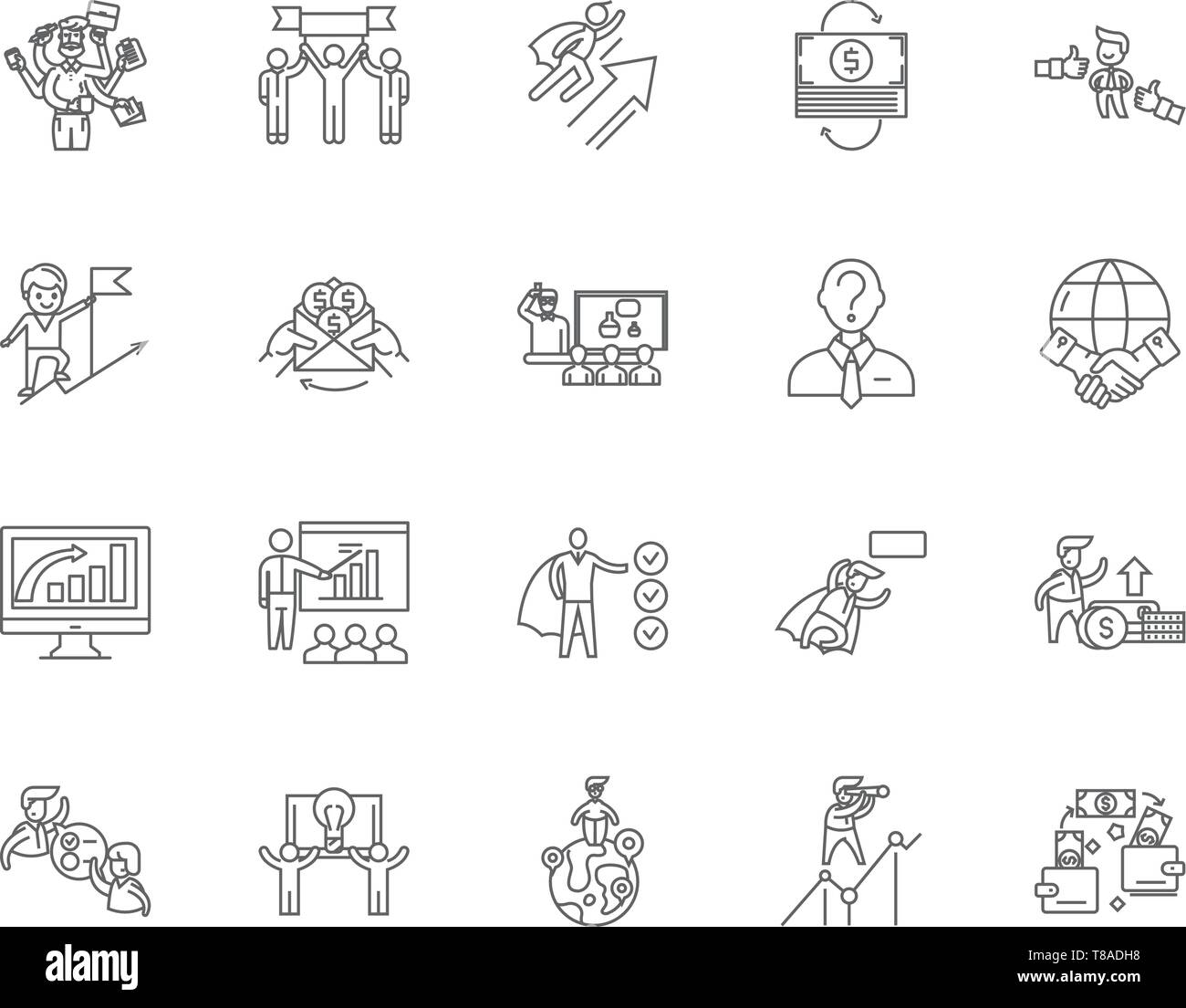 Business motivation line icons, signs, vector set, outline illustration ...