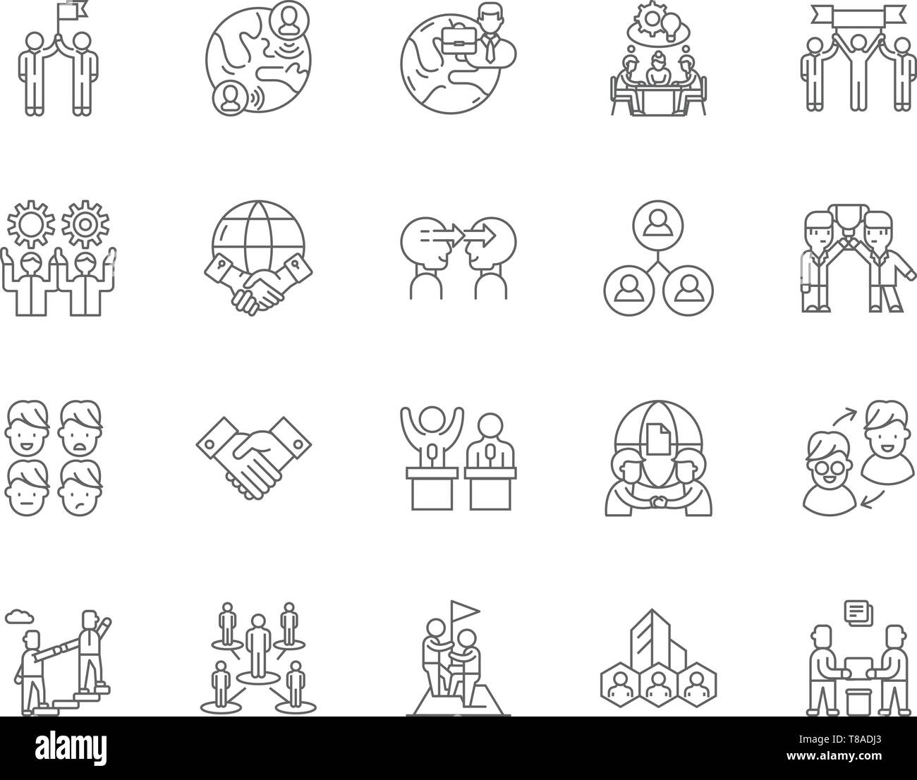 Business partnership line icons, signs, vector set, outline ...