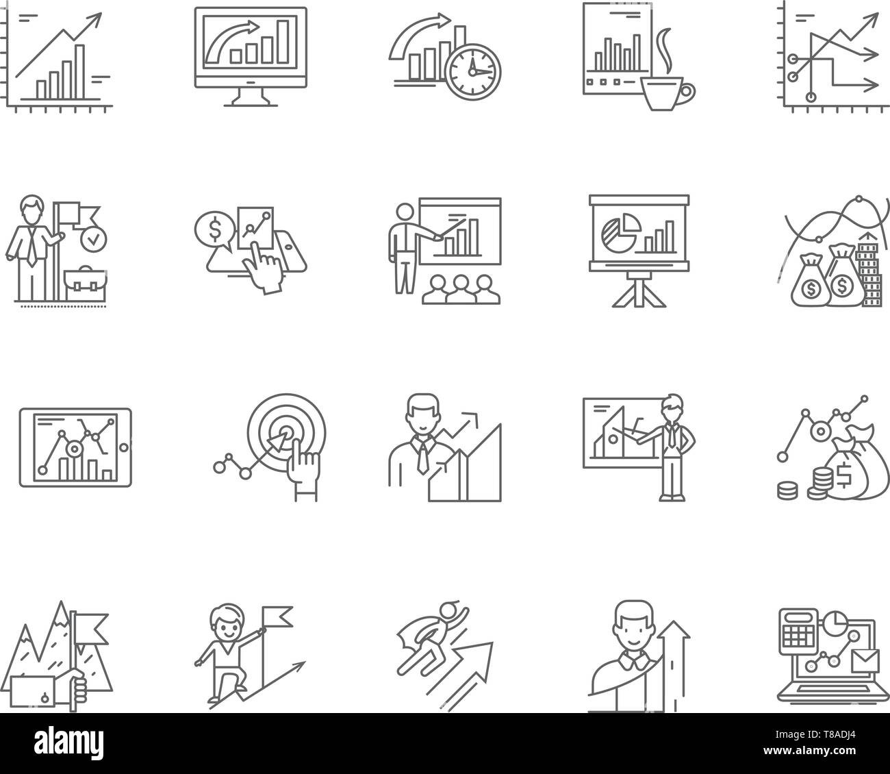 Business Plan Line Icons Signs Vector Set Outline Illustration
