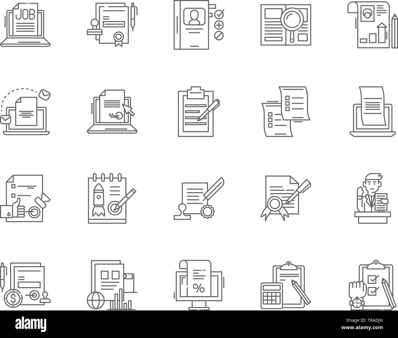 Business report line icons, signs, vector set, outline illustration ...