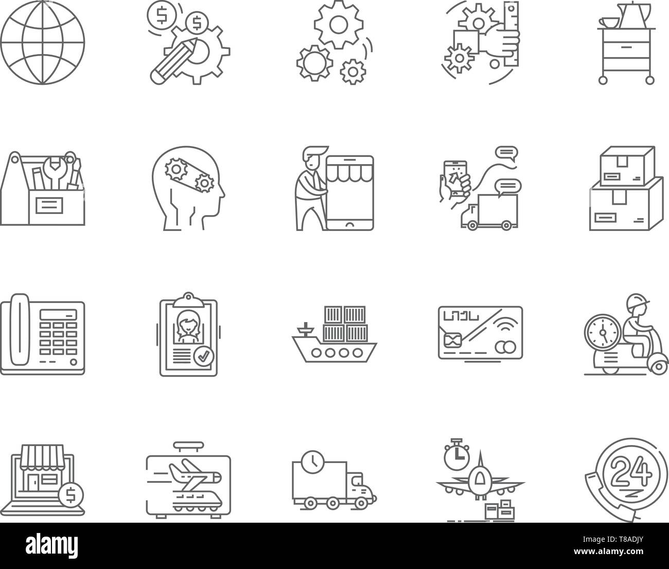Business services line icons, signs, vector set, outline illustration ...