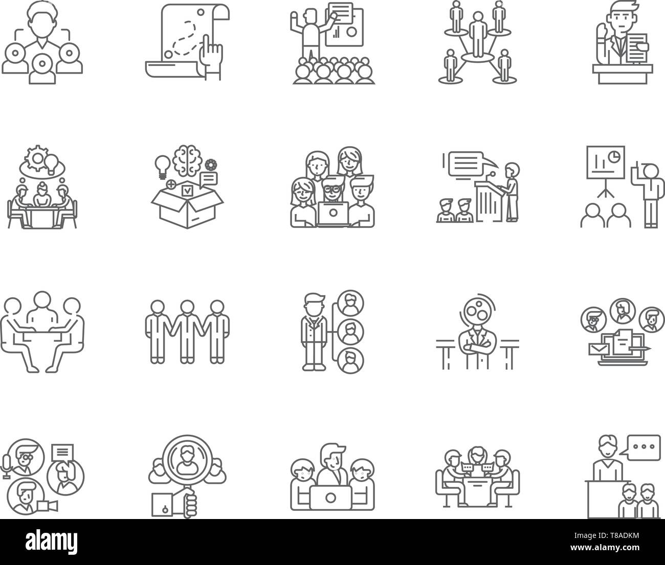 Business training line icons, signs, vector set, outline illustration ...