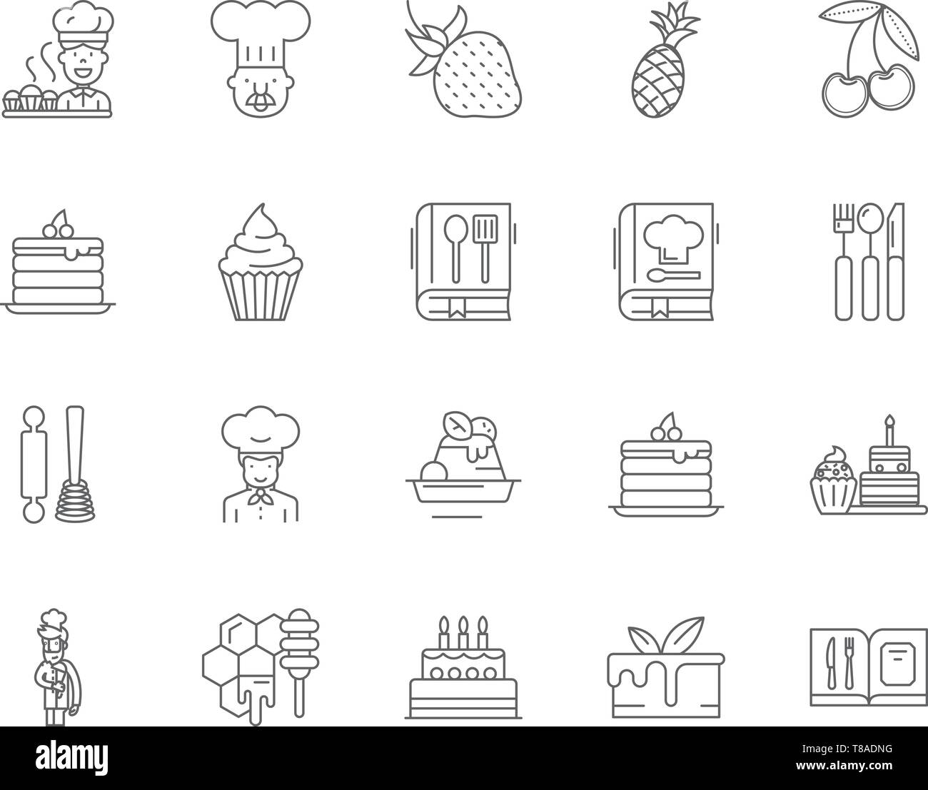 Cake maker line icons, signs, vector set, outline illustration concept ...