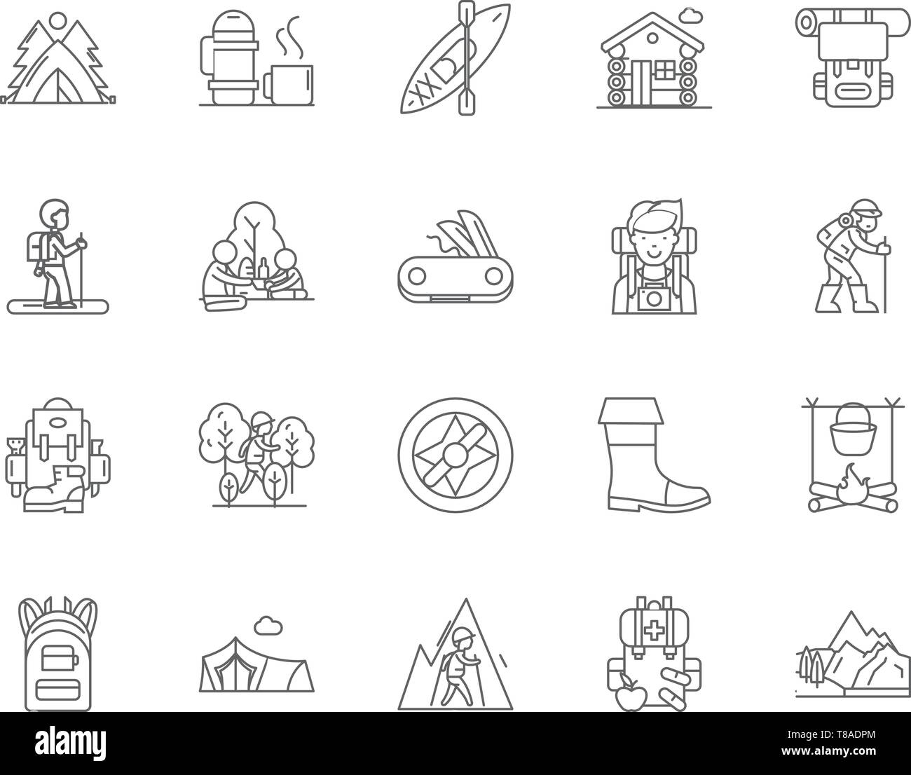 Camp line icons, signs, vector set, outline illustration concept Stock ...