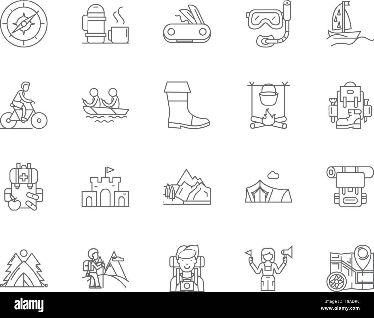 Camps line icons, signs, vector set, outline illustration concept Stock ...