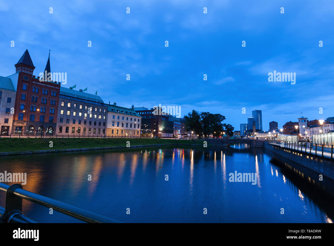 Panorama of Malmo at night. Malmo, Scania, Sweden Stock Photo - Alamy