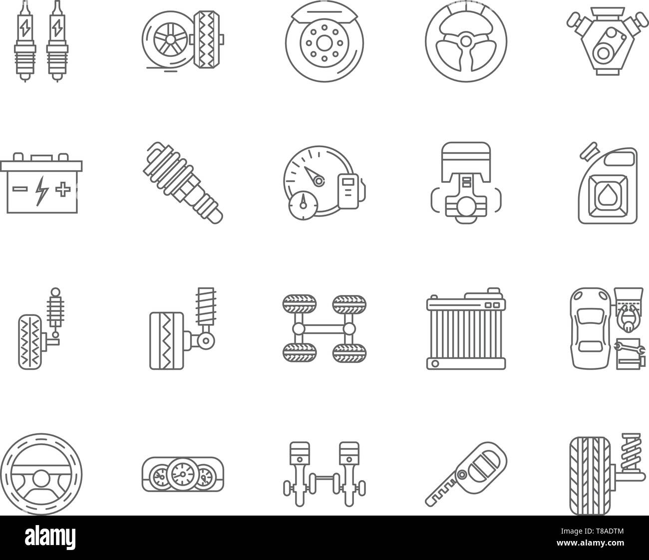 Car parts line icons, signs, vector set, outline illustration concept ...