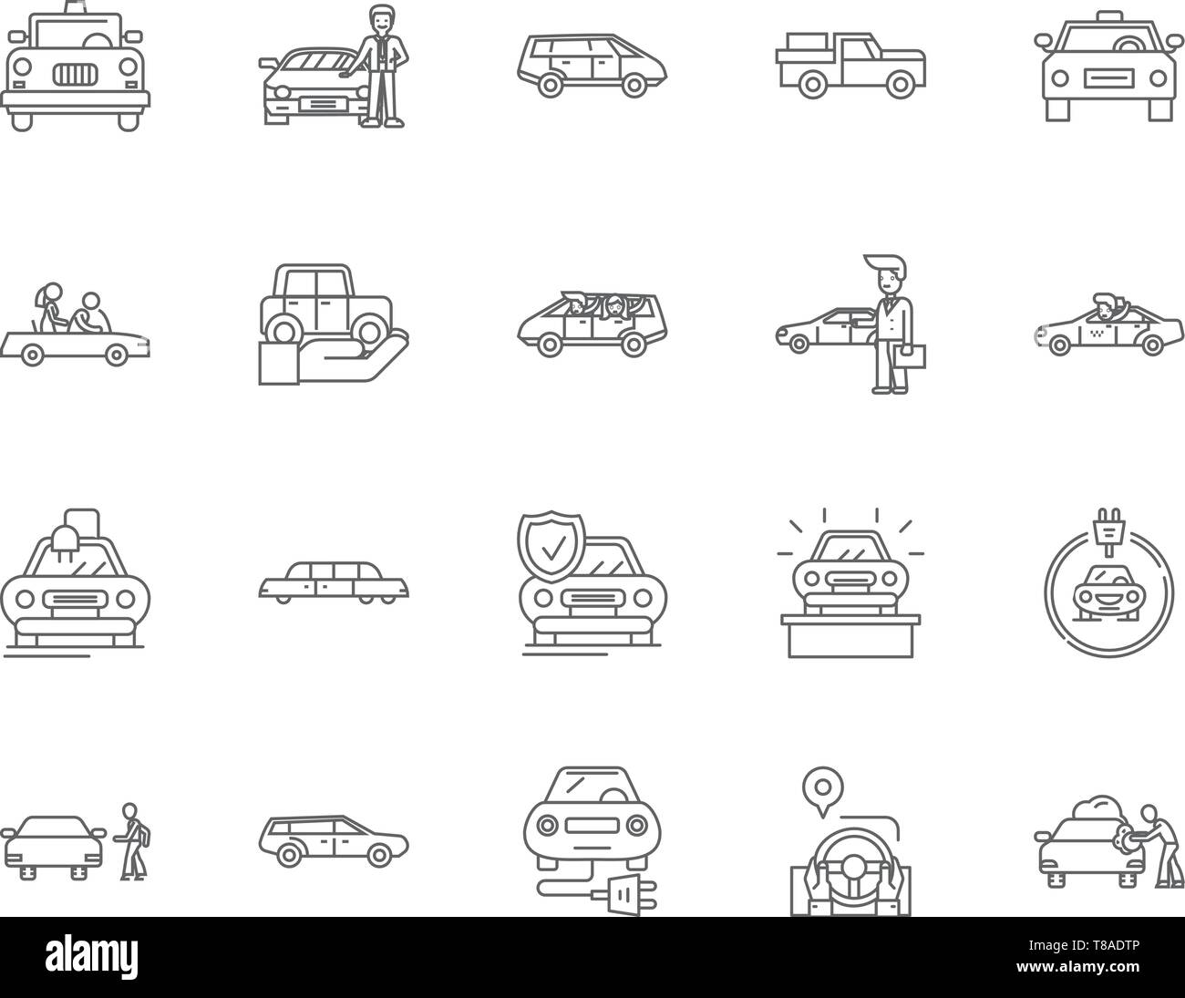 Car rental line icons, signs, vector set, outline illustration concept ...