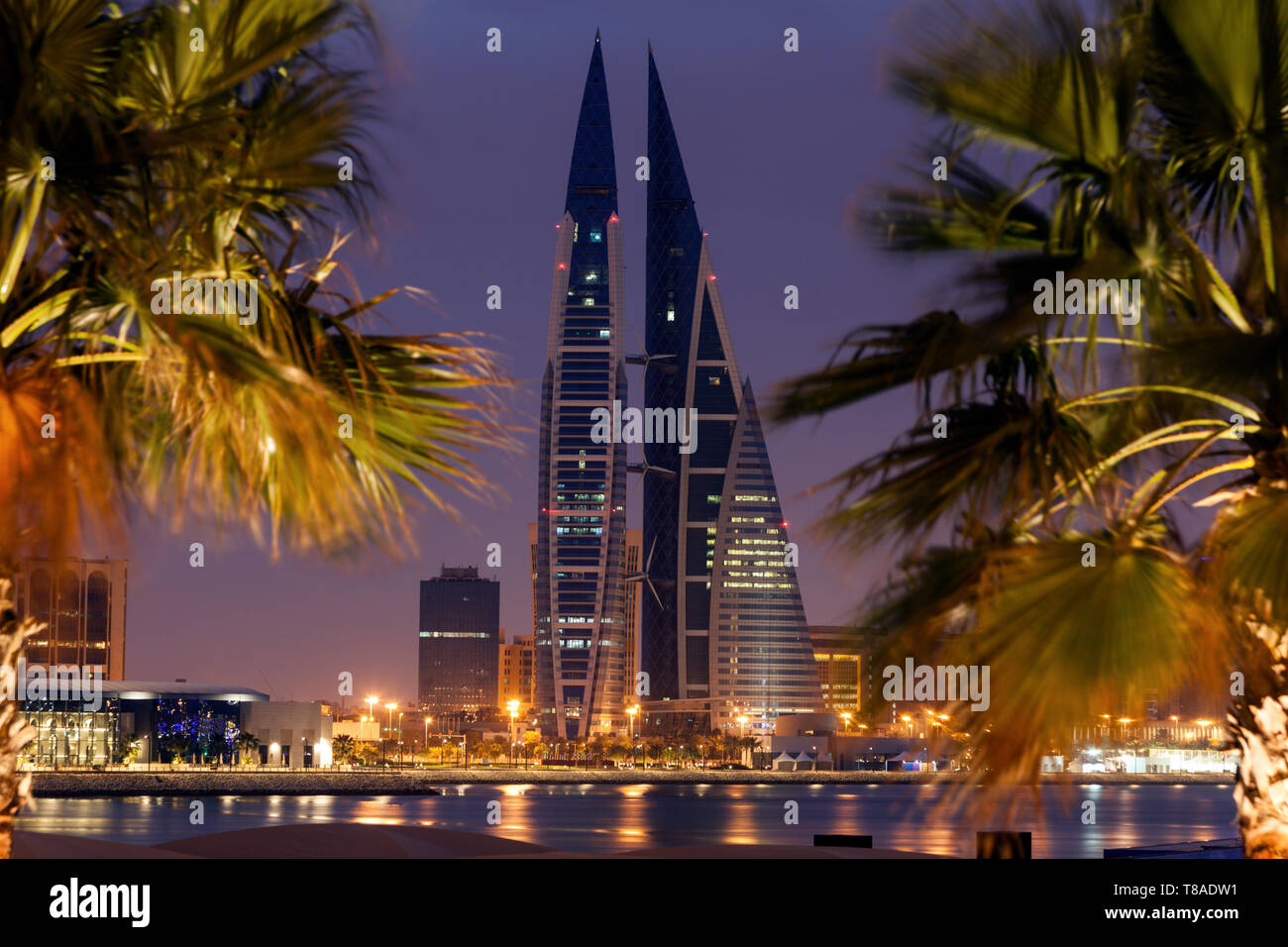Modern architecture of Manama at night. Manama, Bahrain Stock Photo - Alamy