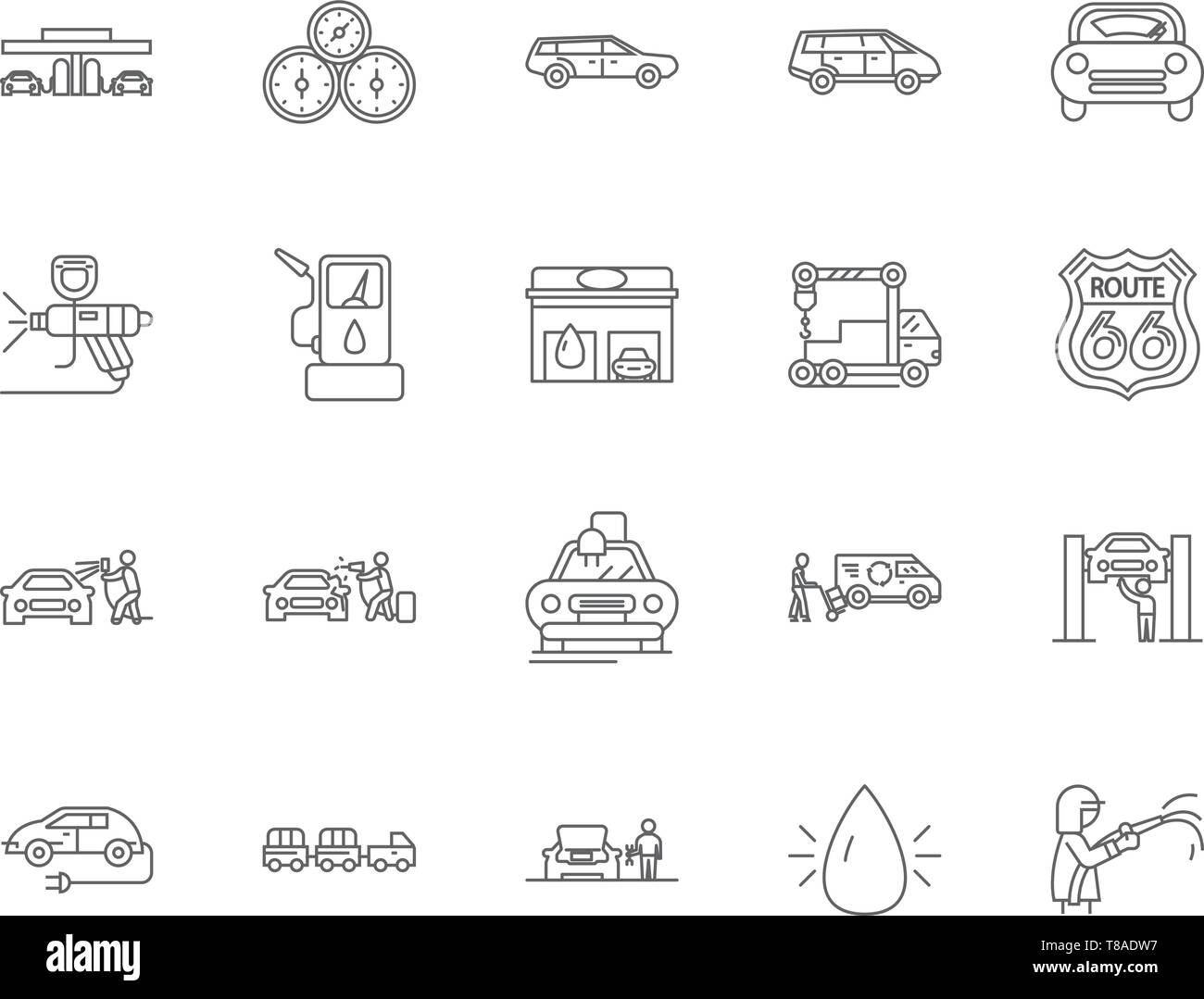 Car wash line icons, signs, vector set, outline illustration concept ...