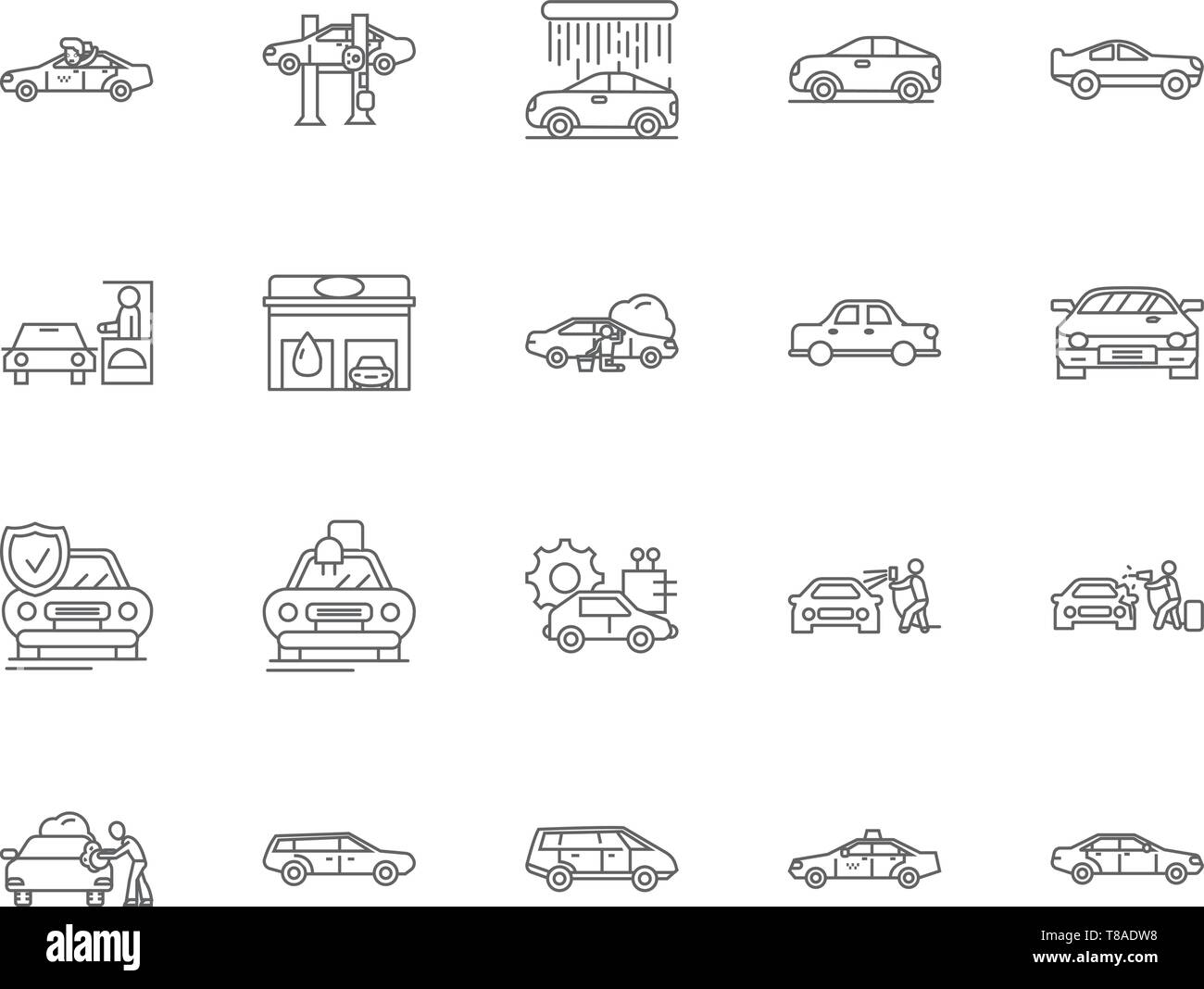 Car washing line icons, signs, vector set, outline illustration concept ...