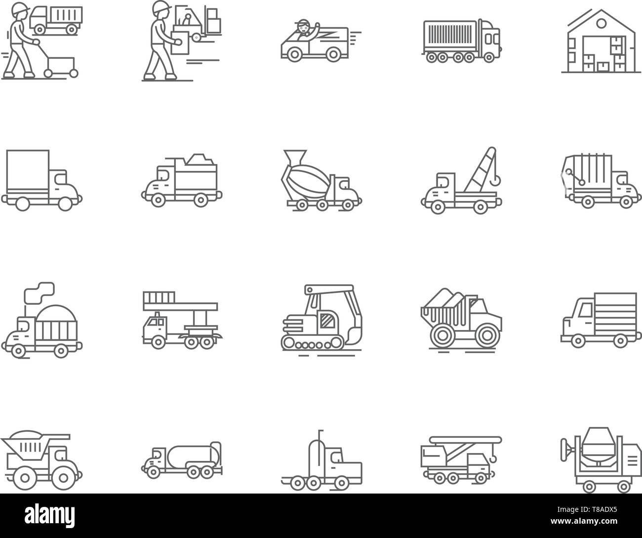 Cargo line icons, signs, vector set, outline illustration concept Stock ...