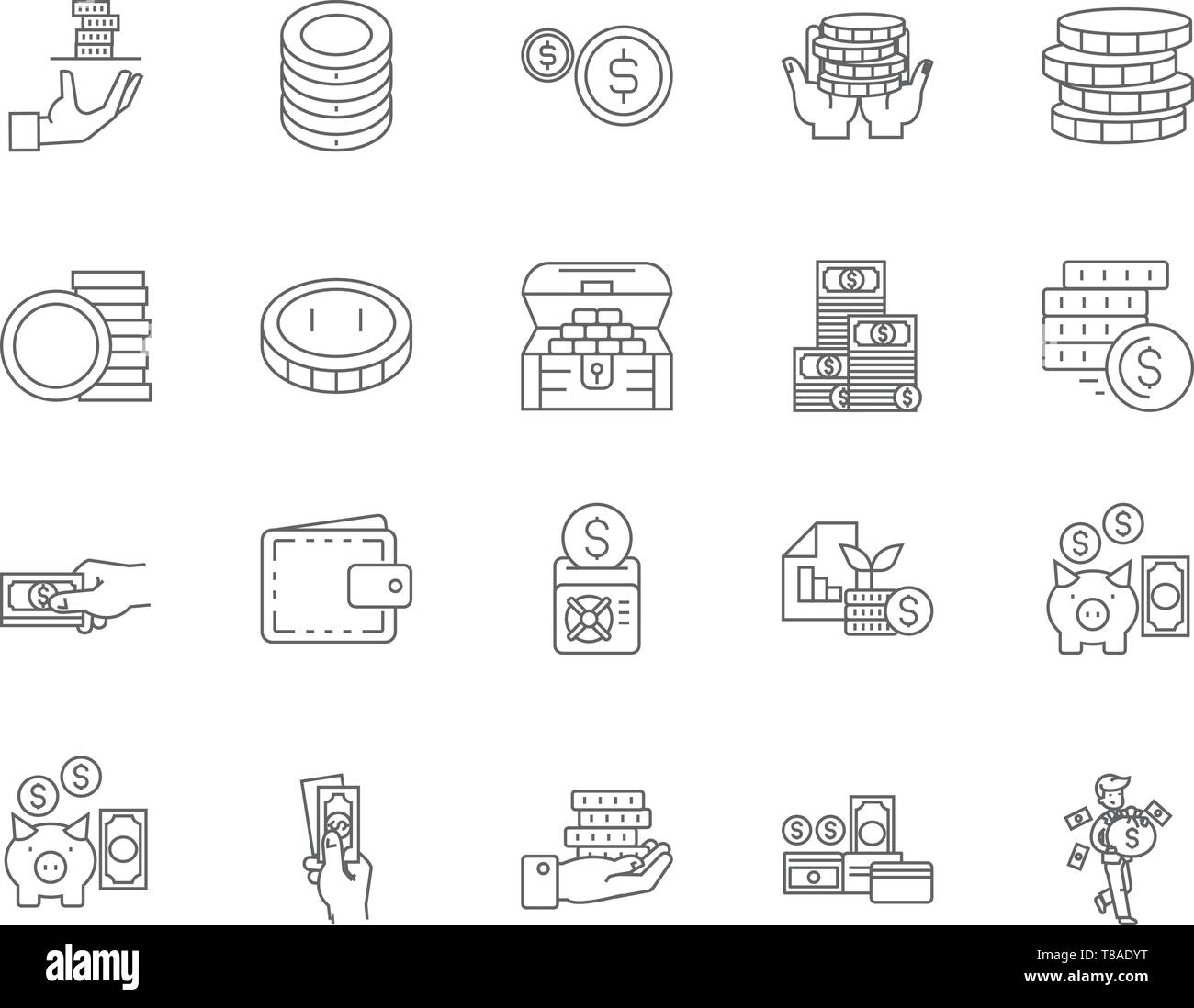 Cash line icons, signs, vector set, outline illustration concept Stock ...