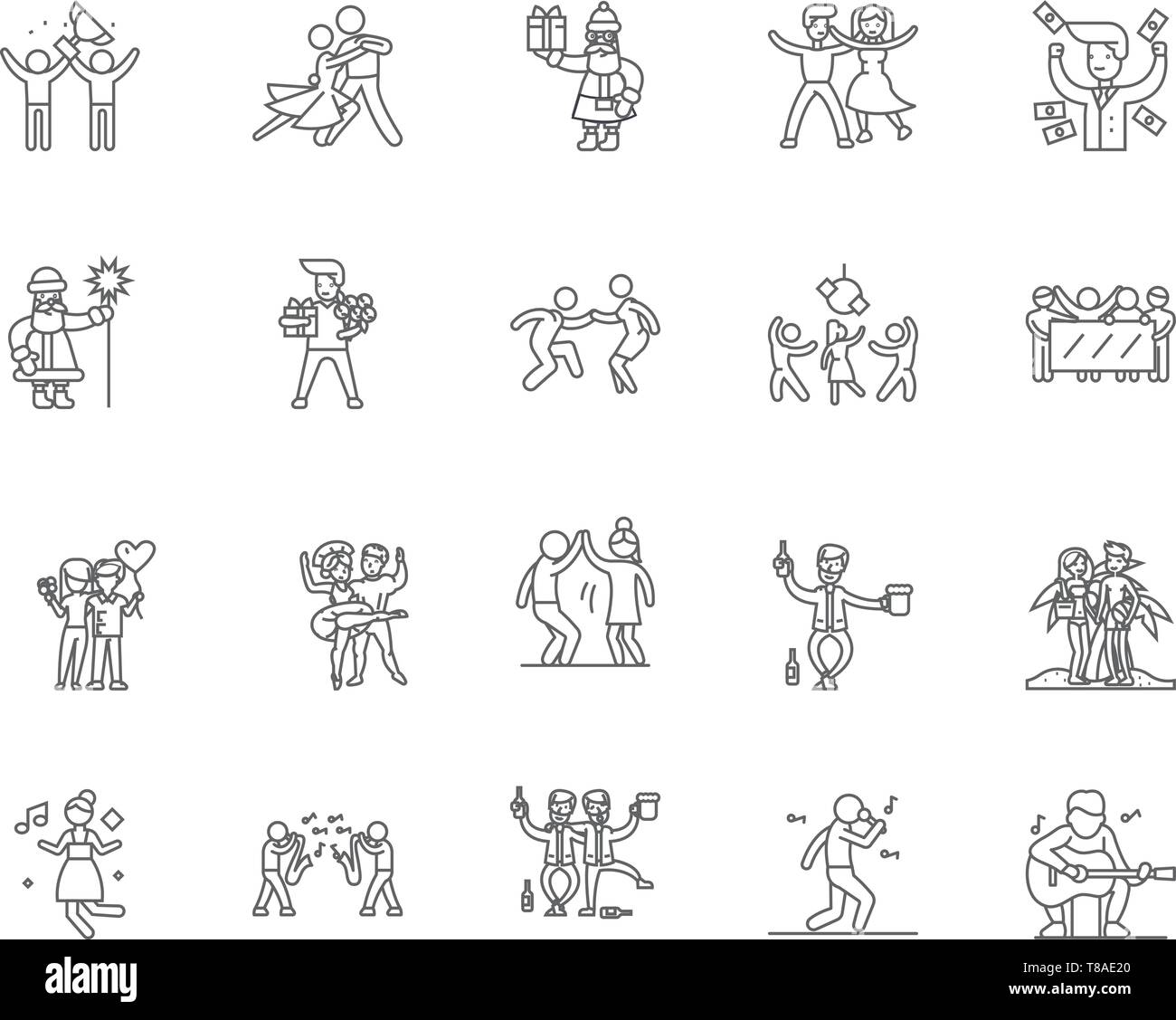 Celebration line icons, signs, vector set, outline illustration concept ...