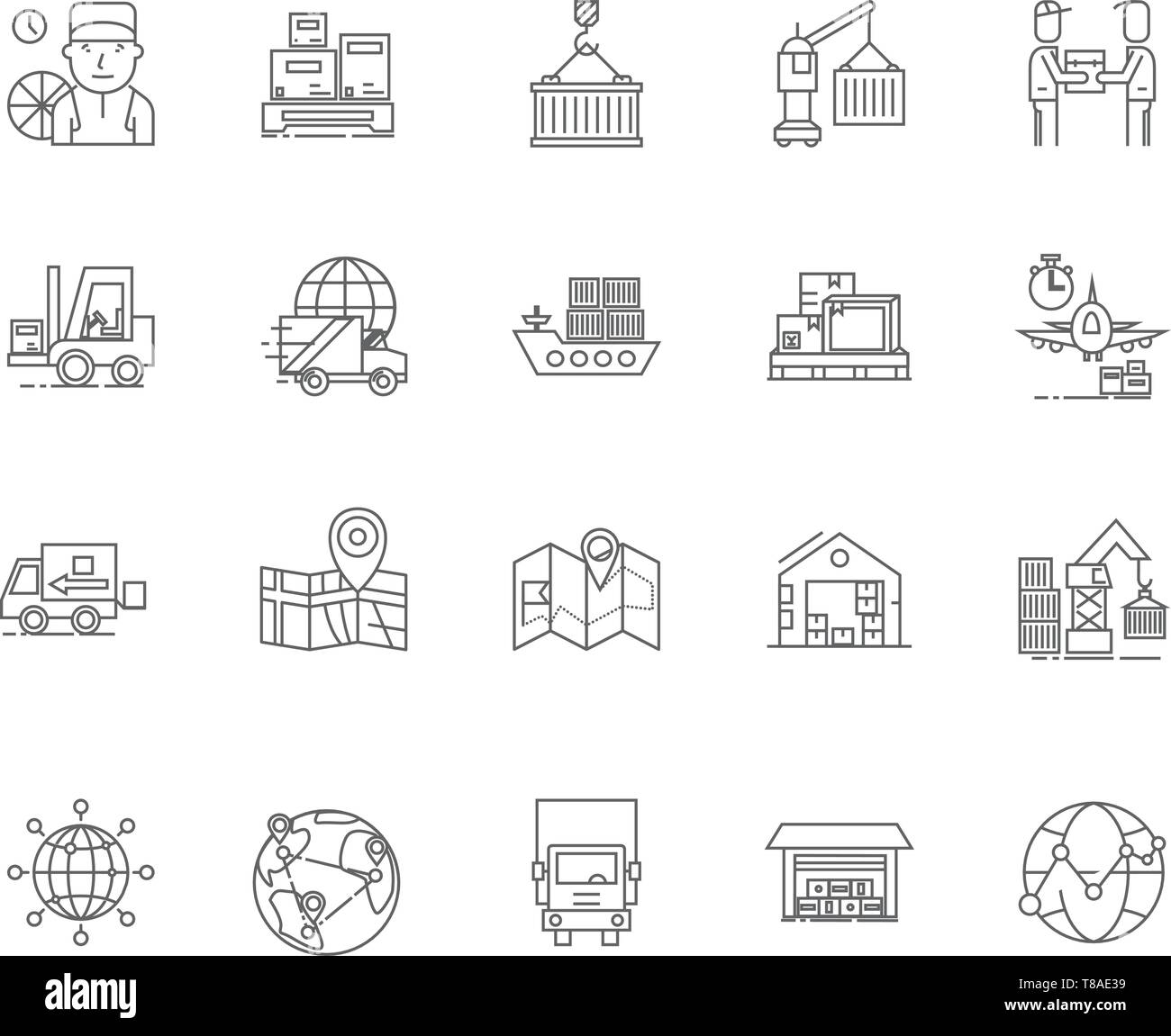 Chain supplies line icons, signs, vector set, outline illustration ...