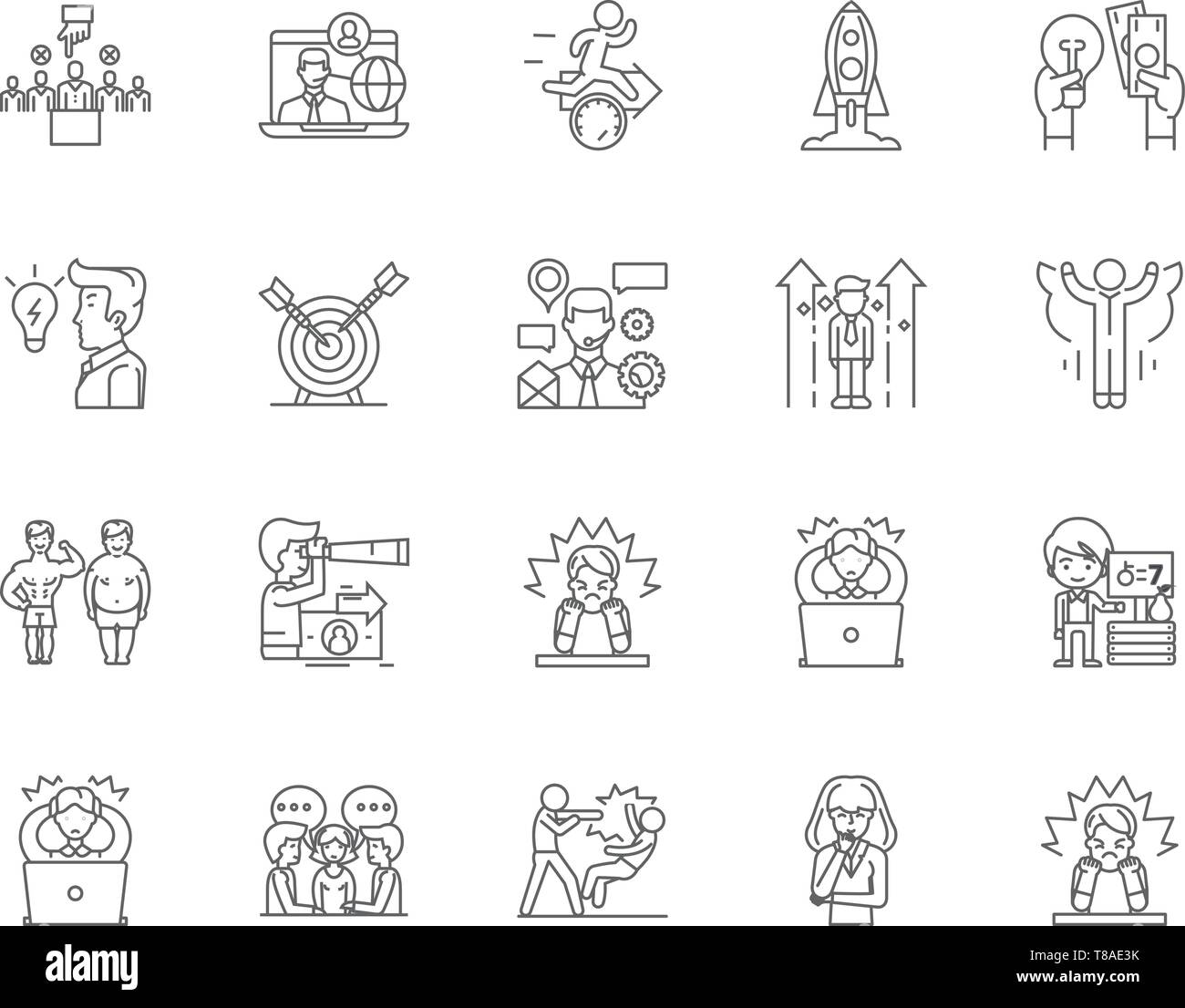 Challenge line icons, signs, vector set, outline illustration concept ...