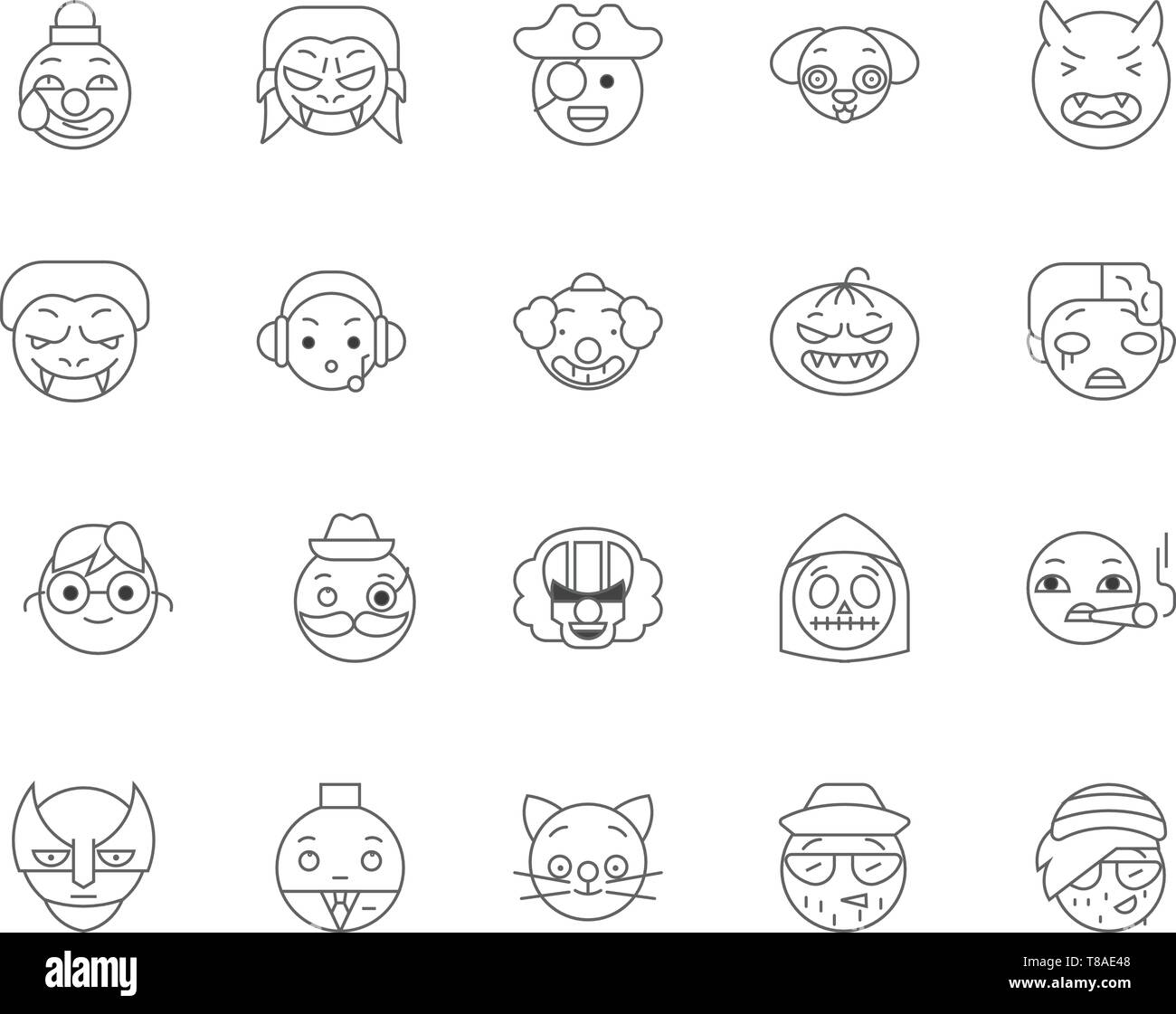 Characters line icons, signs, vector set, outline illustration concept ...