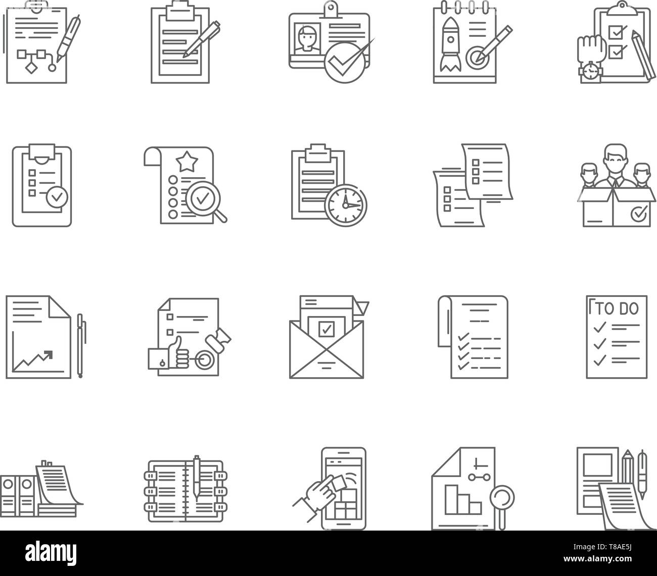 Checklist line icons, signs, vector set, outline illustration concept ...
