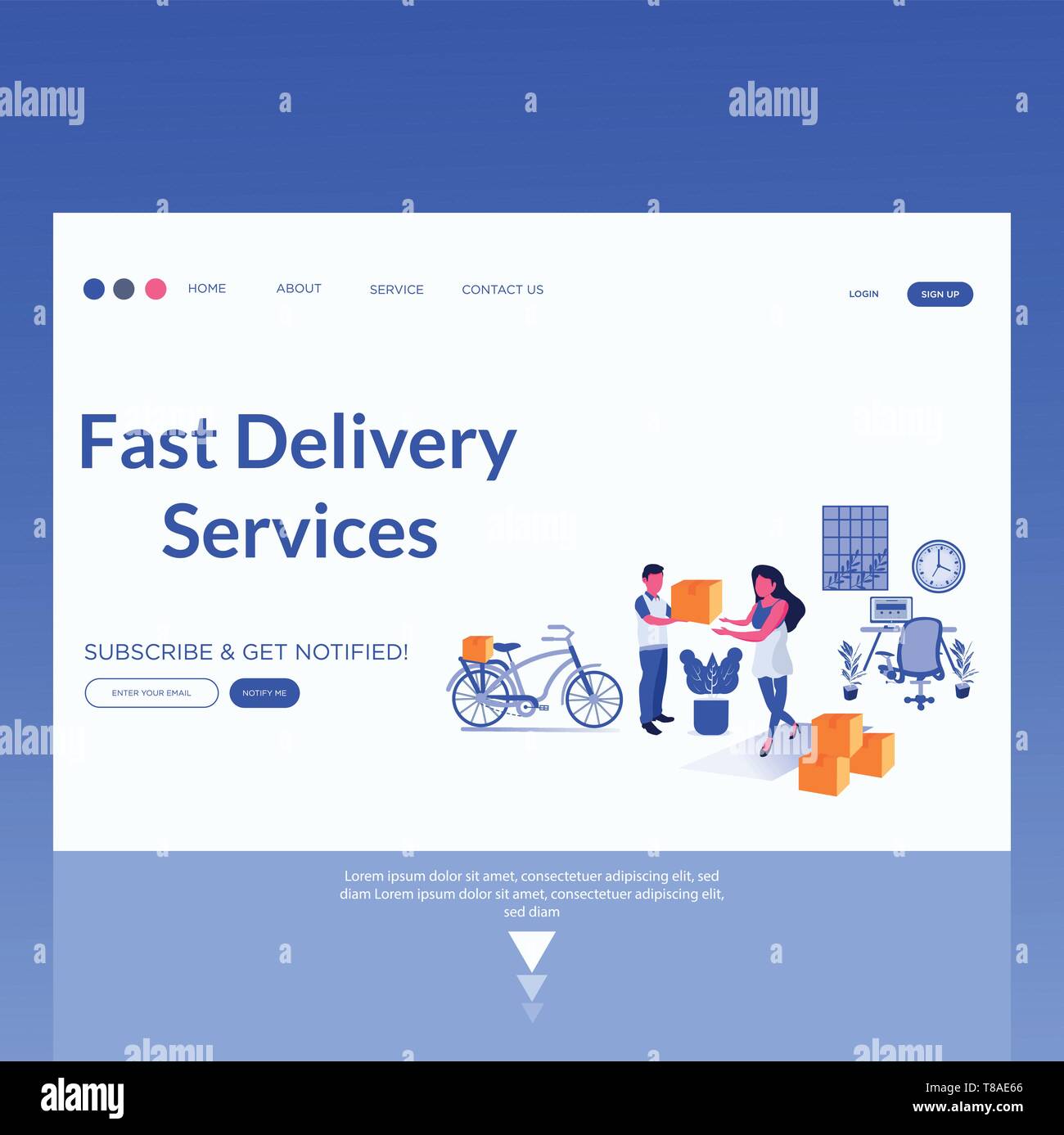 Fast Delivery Services- Vector landing page illustration Stock Vector ...