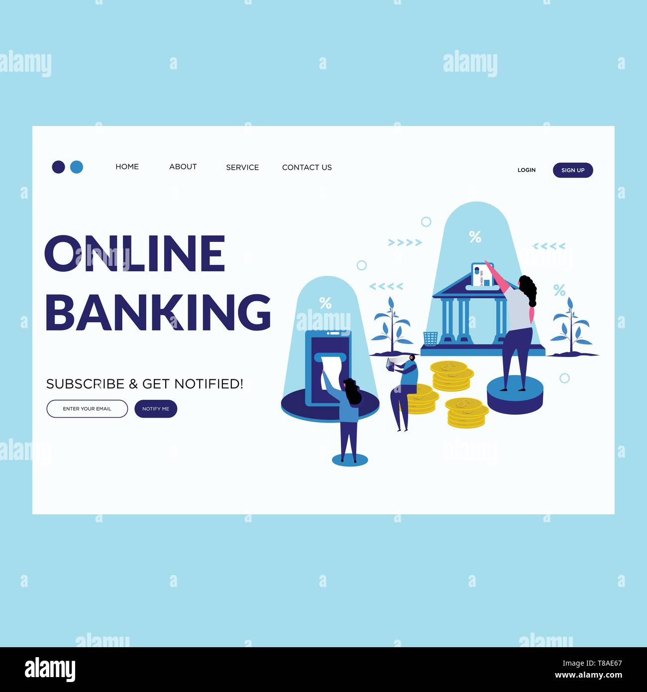 Online Banking- Online banking vector illustration landing page Stock ...