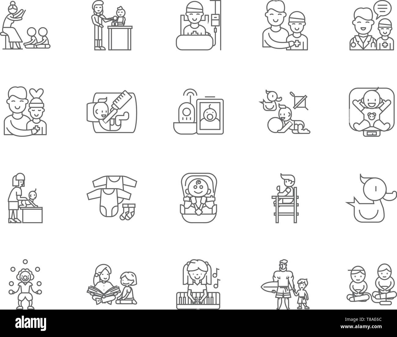 Child care agency line icons, signs, vector set, outline illustration ...