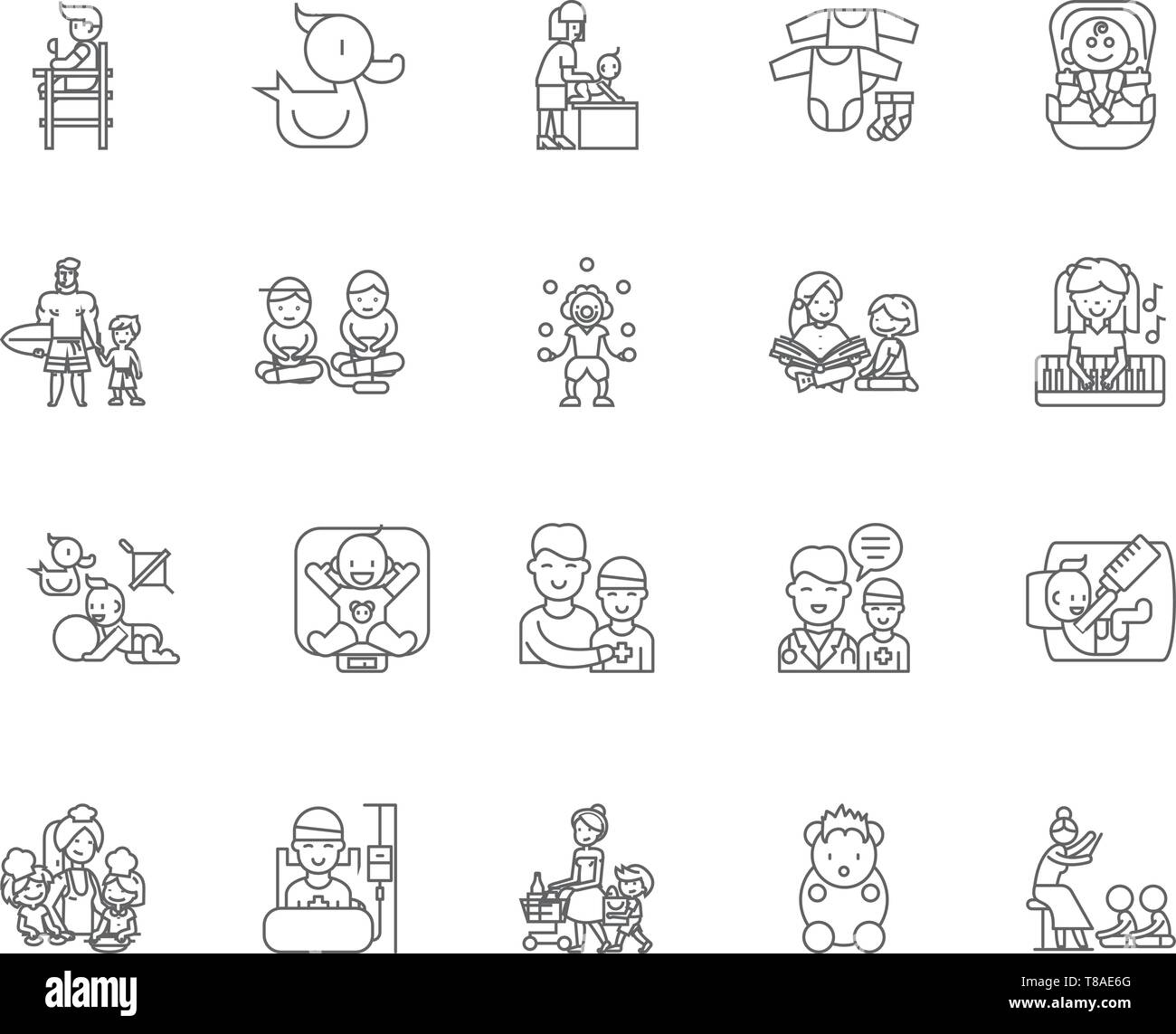 Child care service line icons, signs, vector set, outline illustration ...