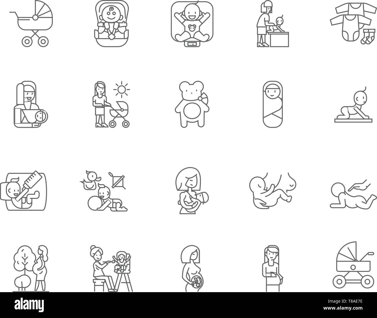 Childbirth line icons, signs, vector set, outline illustration concept ...