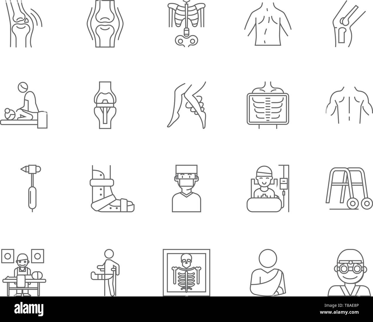 Chiropractor line icons, signs, vector set, outline illustration ...