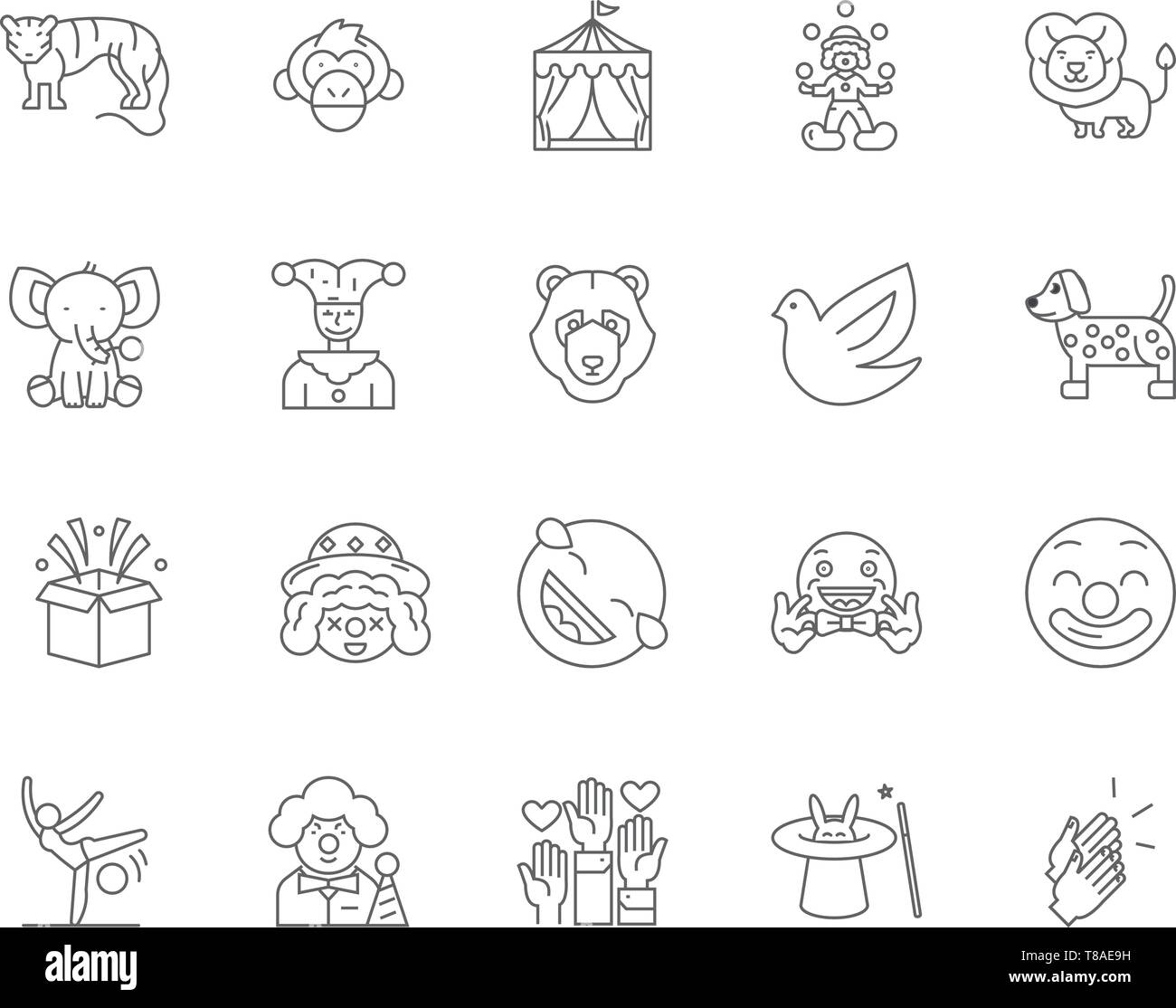 Circus line icons, signs, vector set, outline illustration concept ...