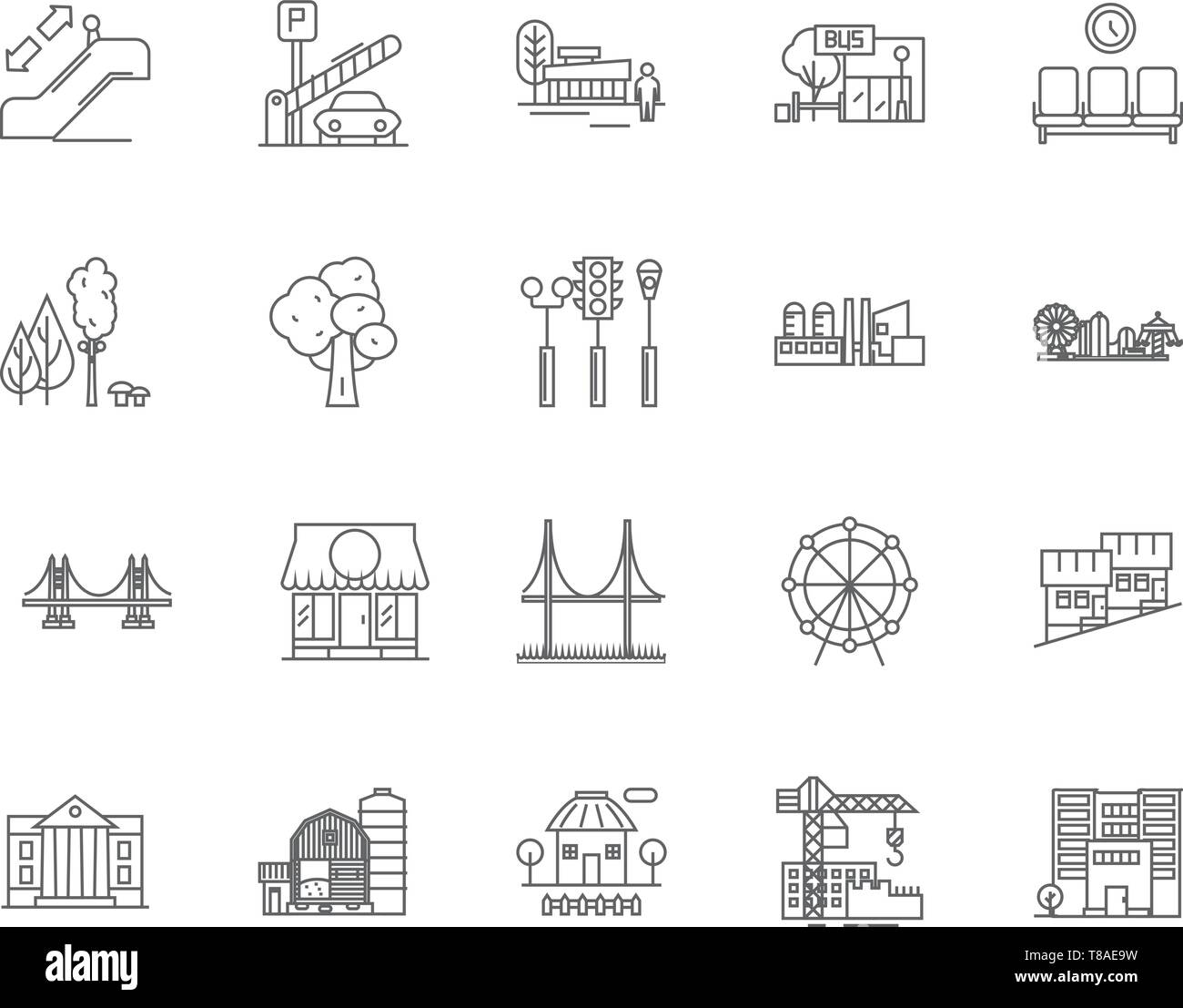 City line icons, signs, vector set, outline illustration concept Stock ...
