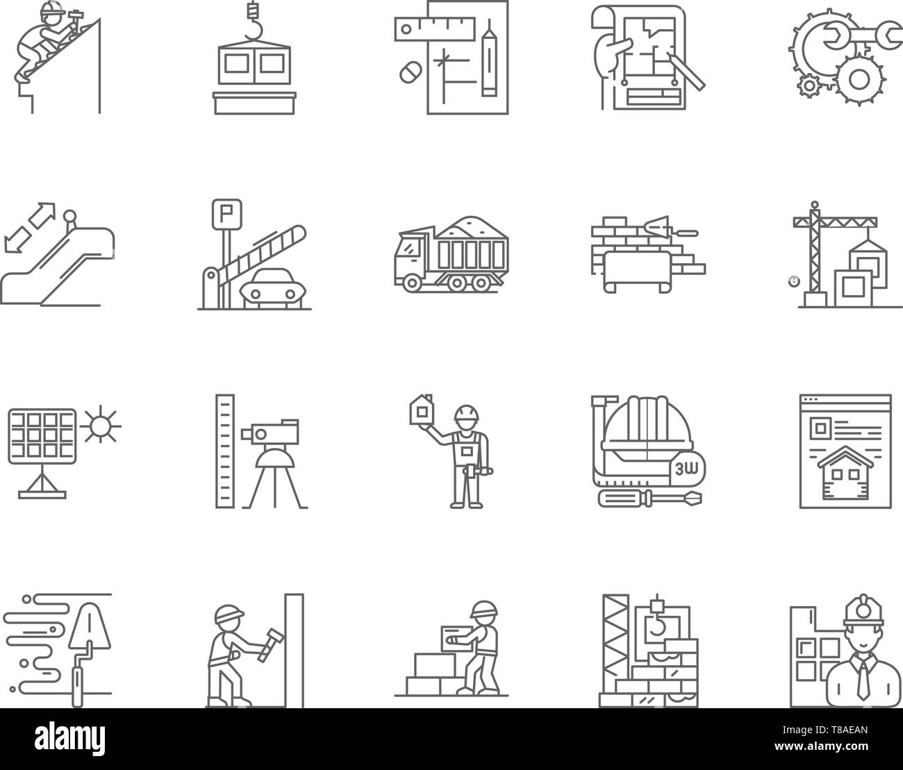 Civil engeneering line icons, signs, vector set, outline illustration ...
