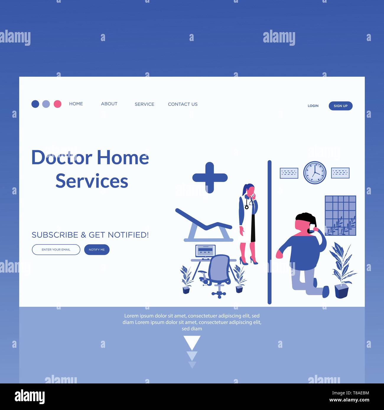 Doctor home service- Modern flat illustration. Landing page template ...