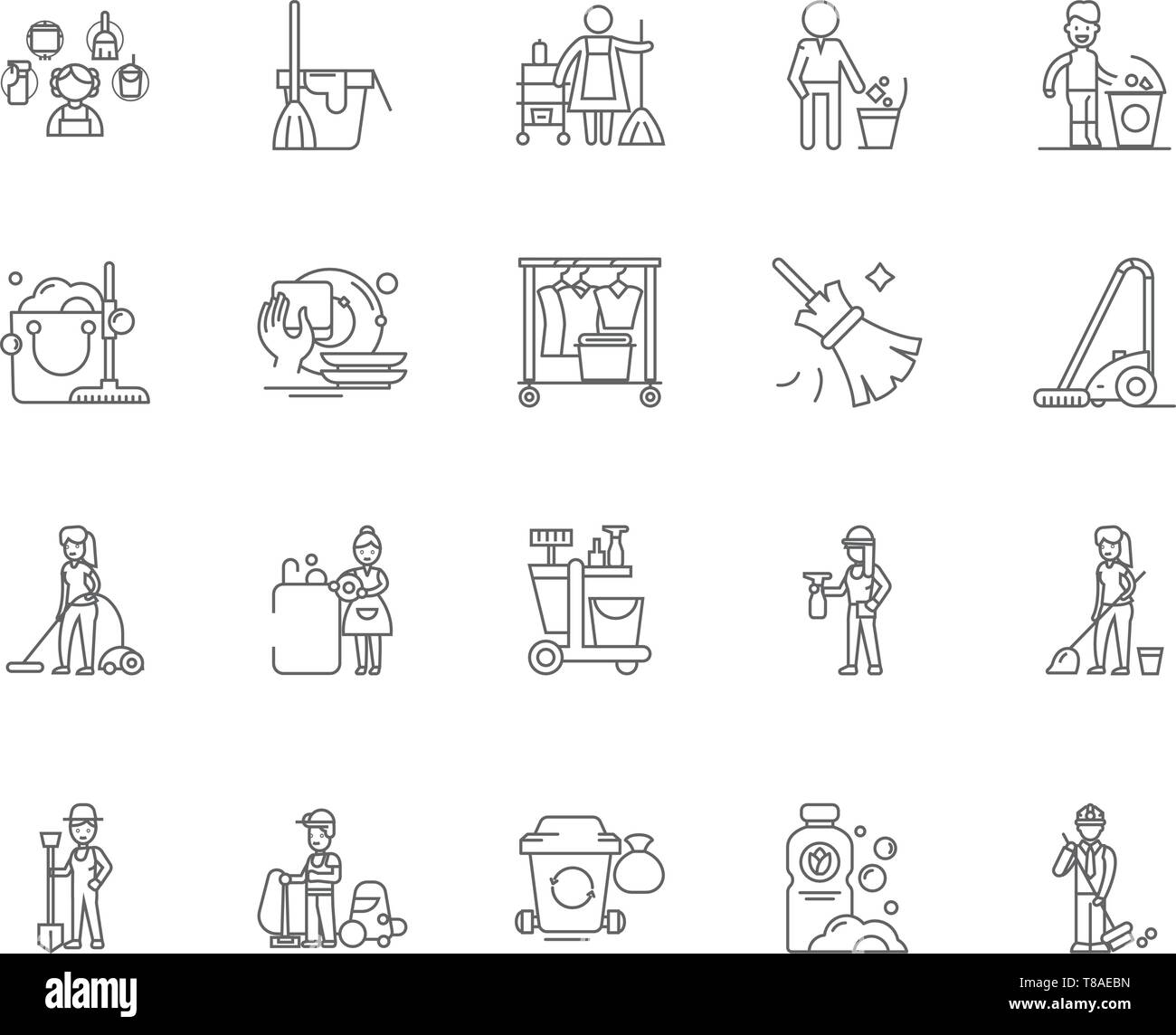 Cleaning company line icons, signs, vector set, outline illustration ...