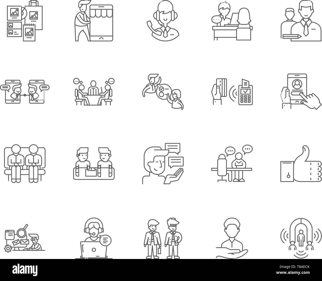 Client services line icons, signs, vector set, outline illustration ...