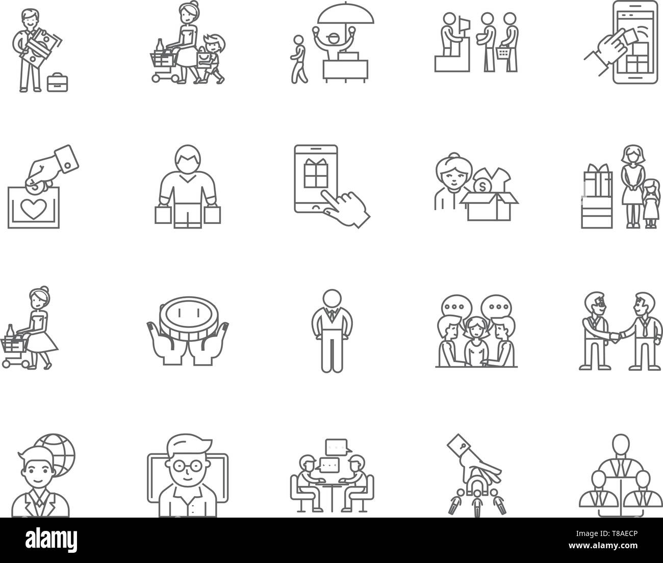 Clients line icons, signs, vector set, outline illustration concept ...
